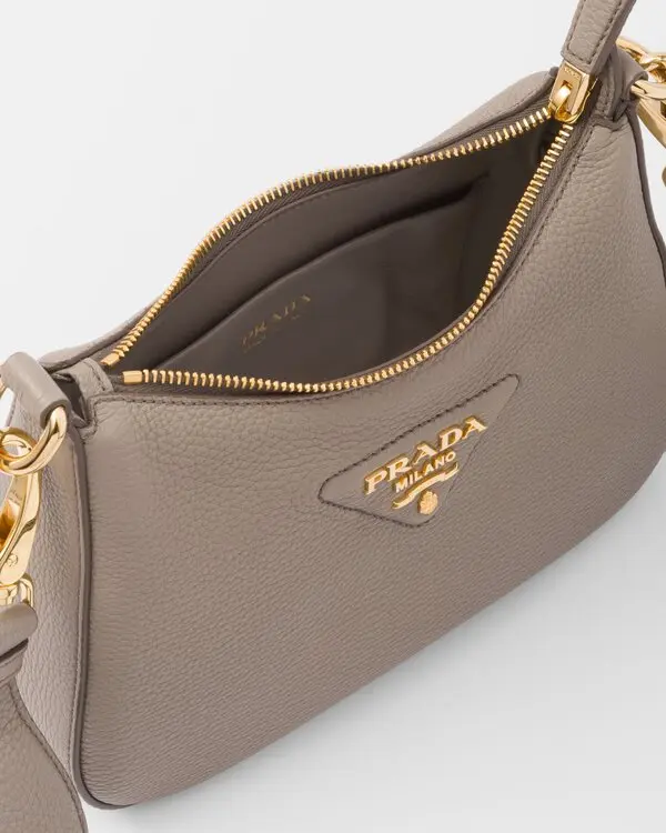 【最終セール】PRADA グレージュ レザーポーチ Prada Leather Shoulder Bag - Clay Grey | Editorialist